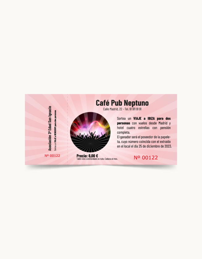 Papeletas de rifa personalizadas tipo 1 – Bingo Escoprint