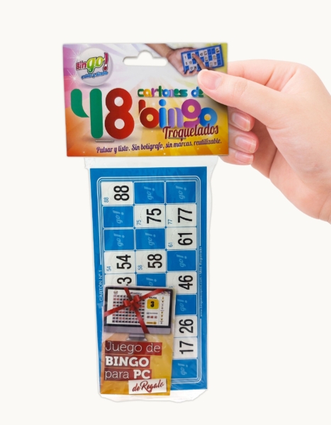 Pack 48 cartones de bingo grandes troquelados | Bingo Escoprint